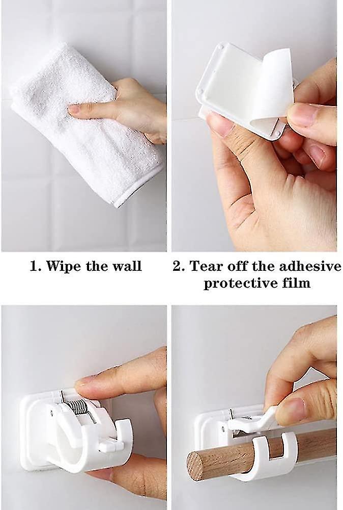 8pcs Self Adhesive Hook Curtain Rod Bracket Drapery Hook Holder White ...