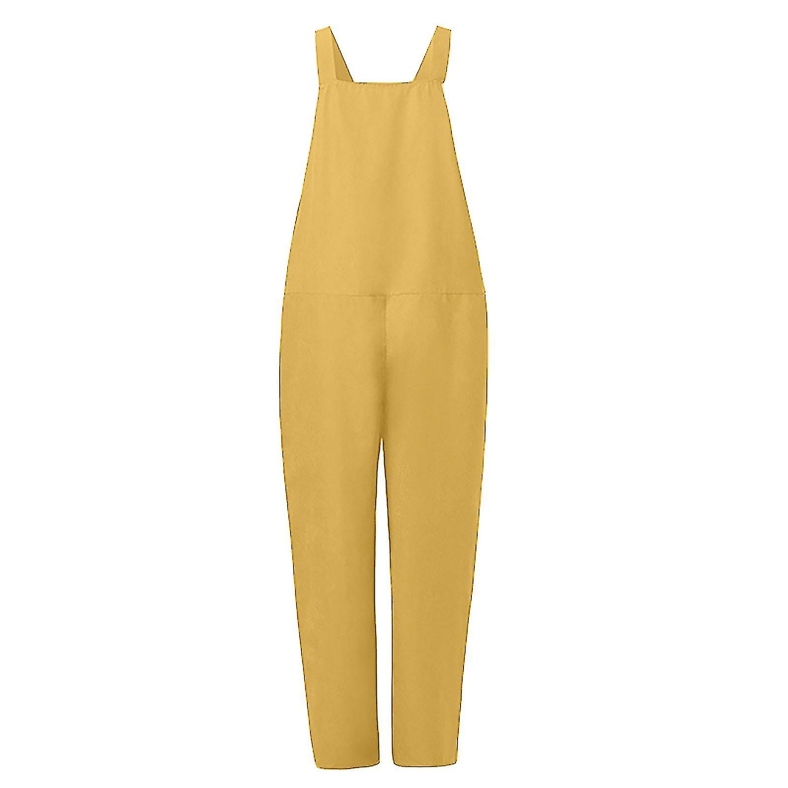 Womens Overalls Casual Loose Dungarees Romper Baggy Playsuit Cotton And ...