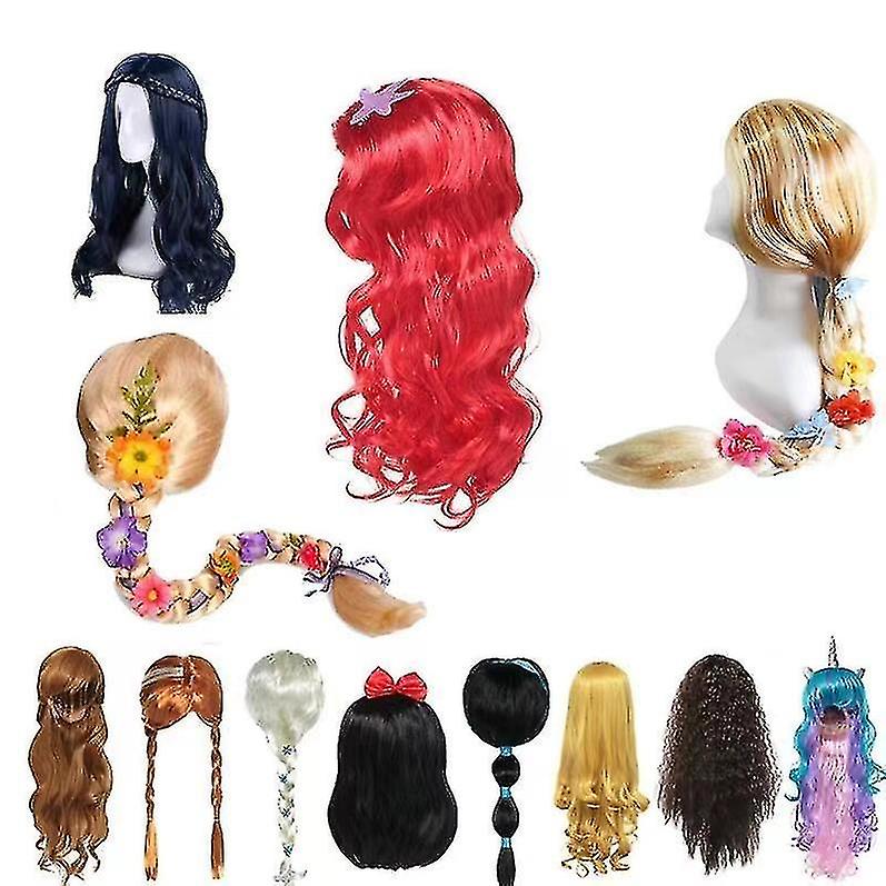 Girls Fairy Tale Princess Synthetic Wavy Wig Children Elsa Belle ...