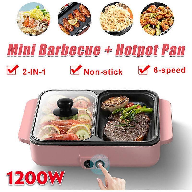 2 in 1 Multifunction 1400W Electric Hot Pot Cooker Barbecue Grill Hot ...