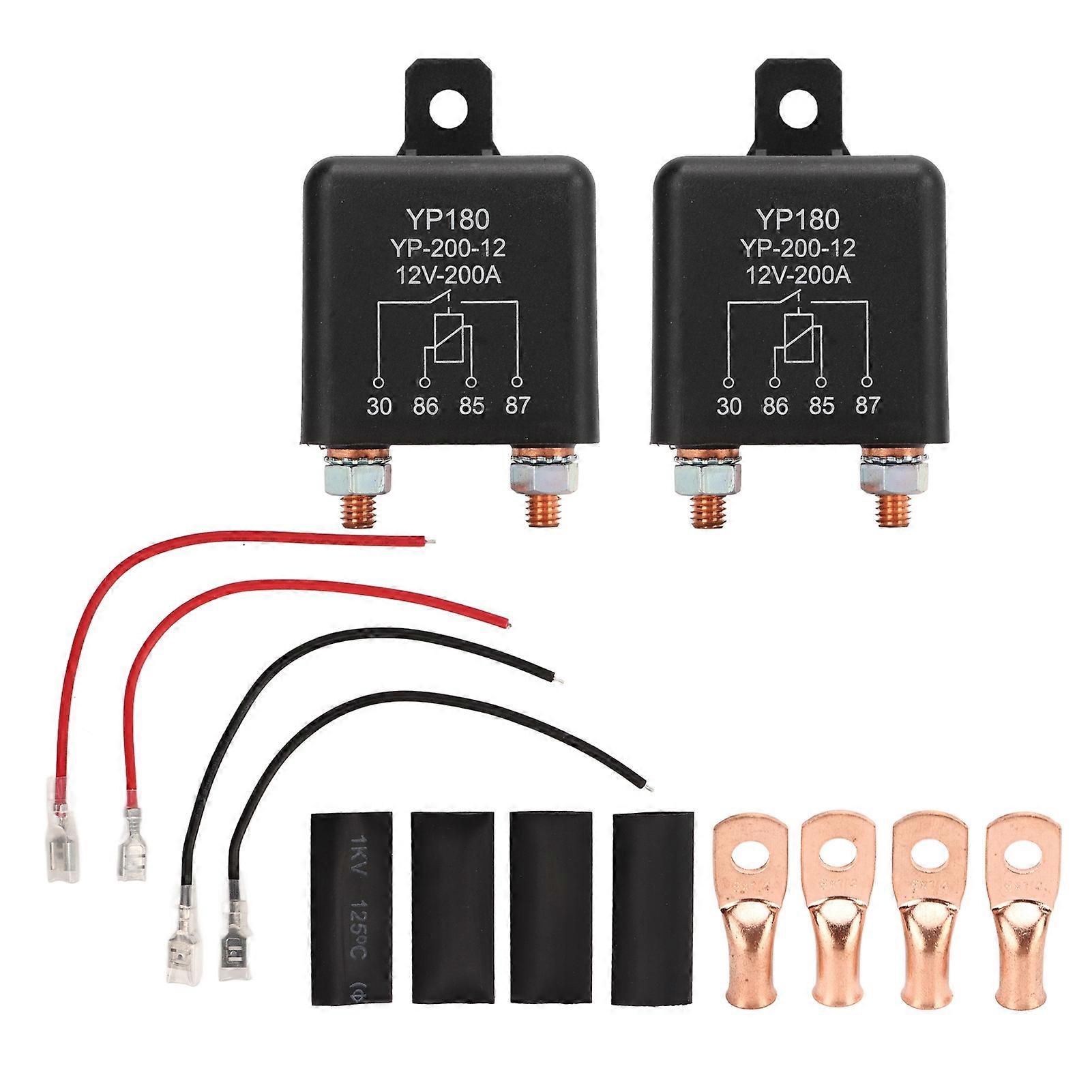 2 Sets 12V Starter Relay Switch 4Pin 200A SPST Heavy Duty Relay ...