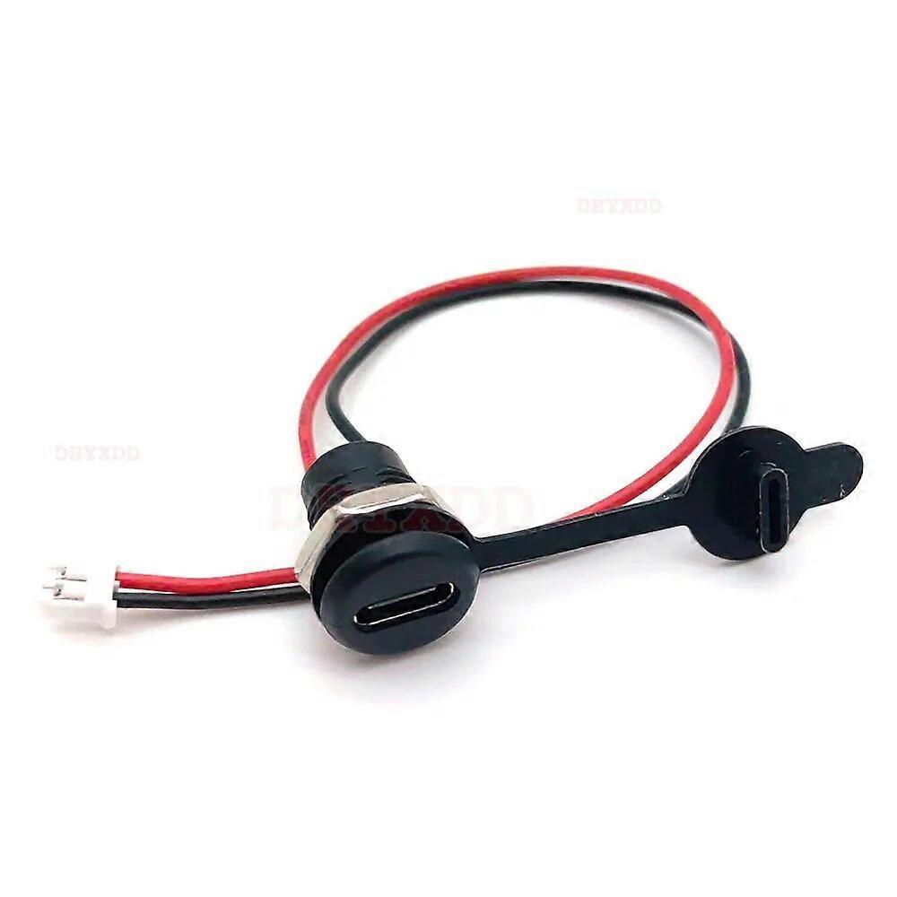 USB-C 5A high current charging socket with M11 nut snap lock plate USB ...