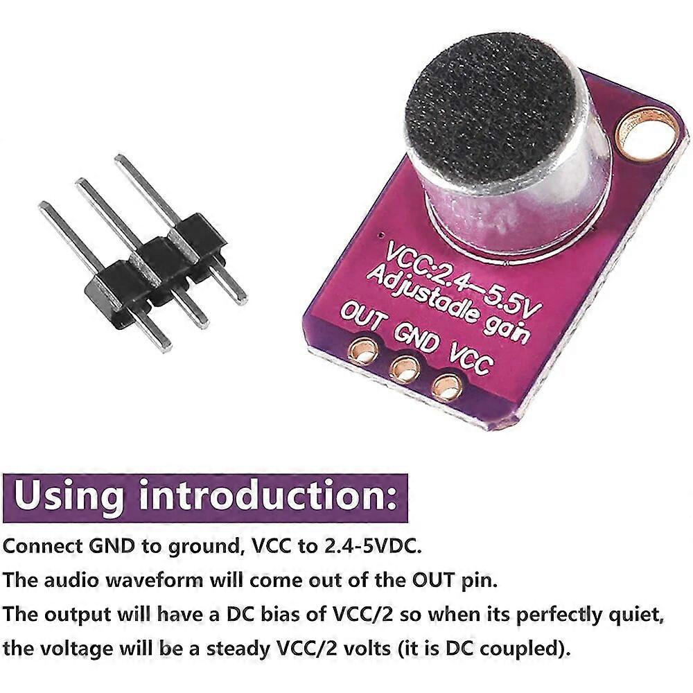 5Pcs GY-MAX4466 Electret Microphone Amplifier MAX4466 Module Adjustable ...