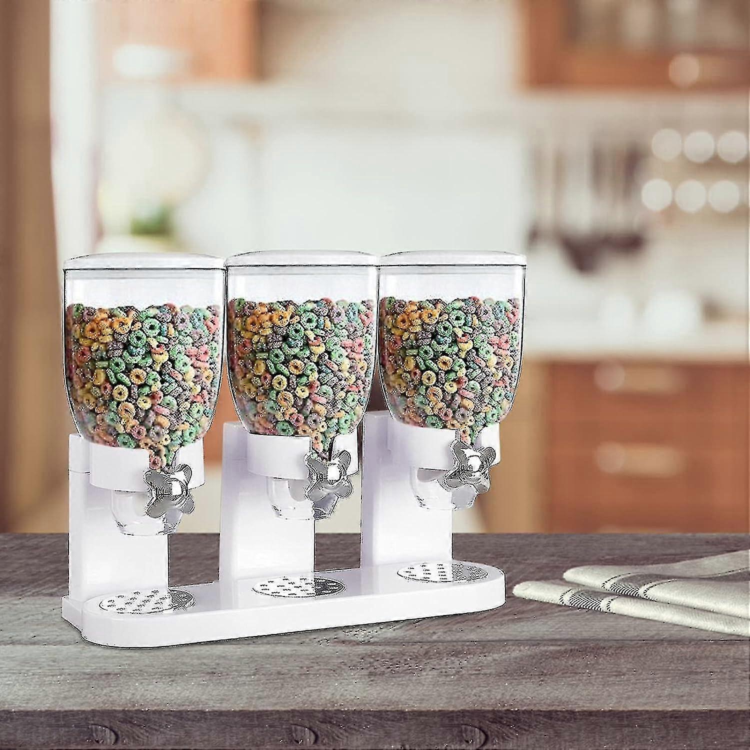 Triple Food Dispenser Canister Dry Food Dispenser Cereal Distributor ...