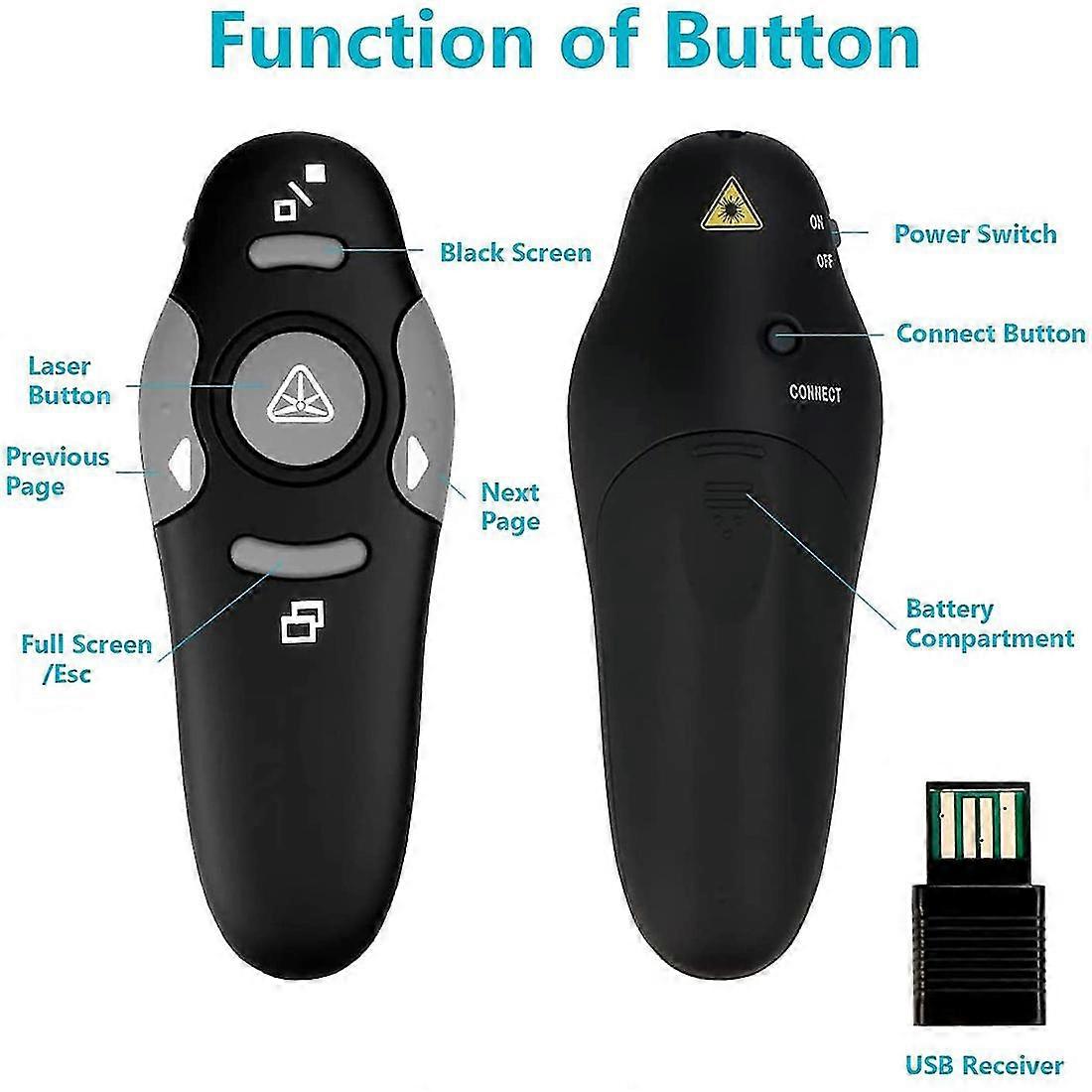 Presentation Clicker Pointer,2.4ghz Wireless Presenter Remote Presenter ...