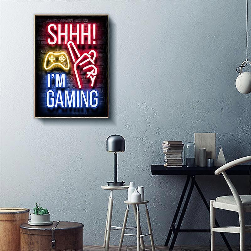 Vintage Game Tin Signs with Neon Effect - Game Room Metal Signs Gaming ...