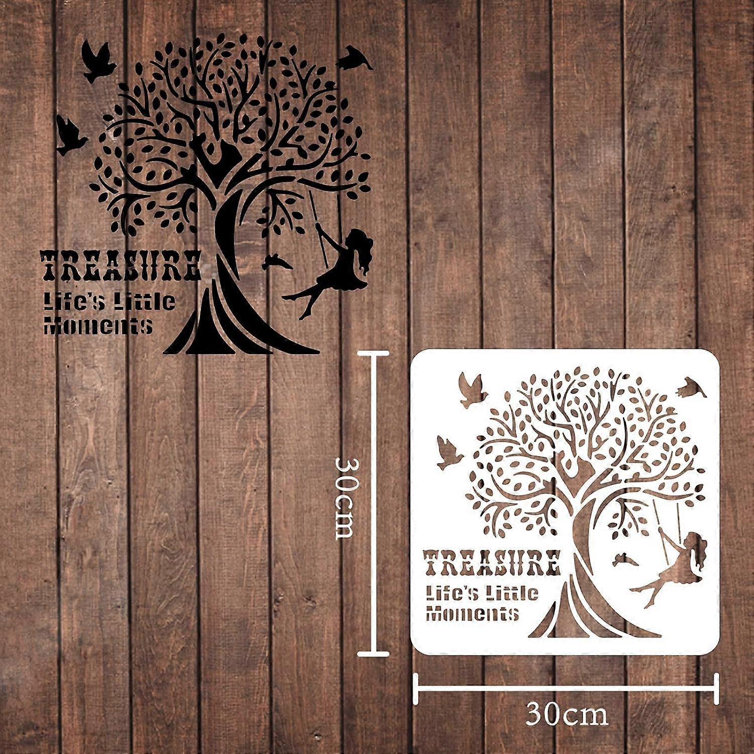 Tree of Life Stencils Decoration Template 11.8x11.8inch Plastic Bird ...