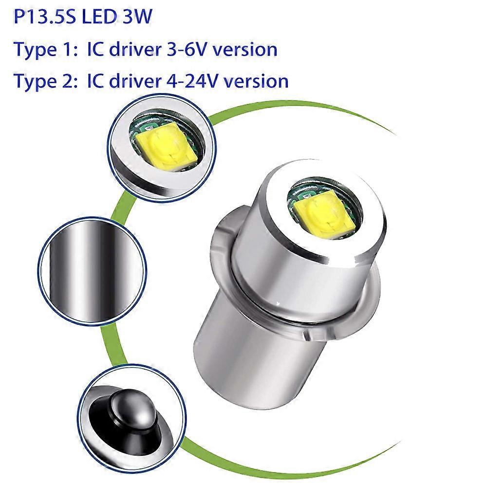 P13.5S Mag Ljus LED-lampa 3-16 C&D Cells Maglite Torch Ficklampa LED-omvandlare 3V 4.5V 6V 9V ...