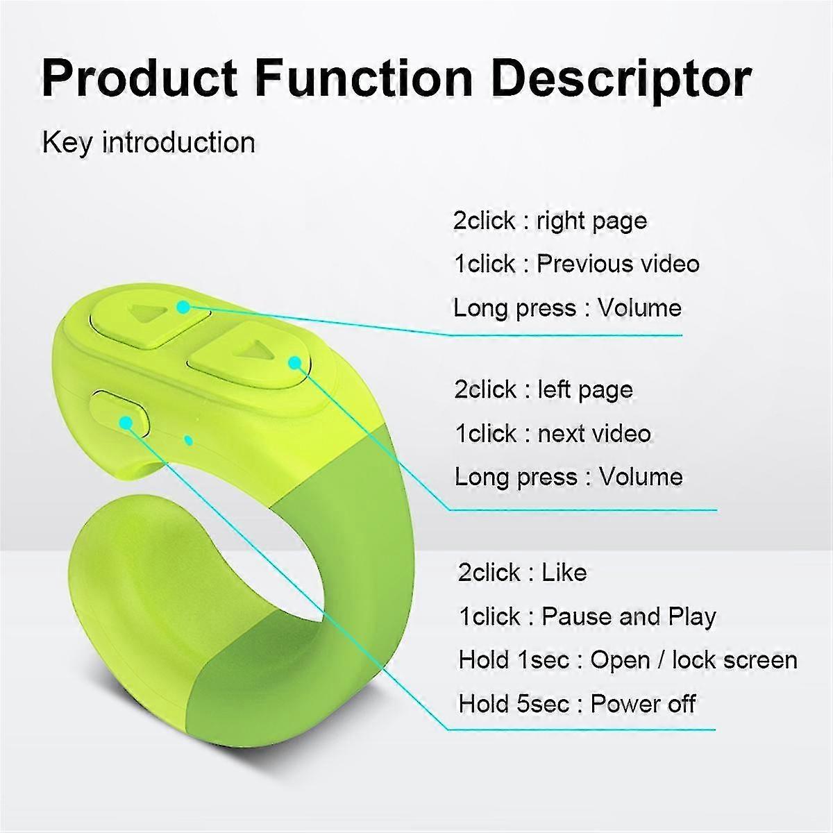 Scrolling Ring Remote Bluetooth Page Turner Clicker with Digital ...