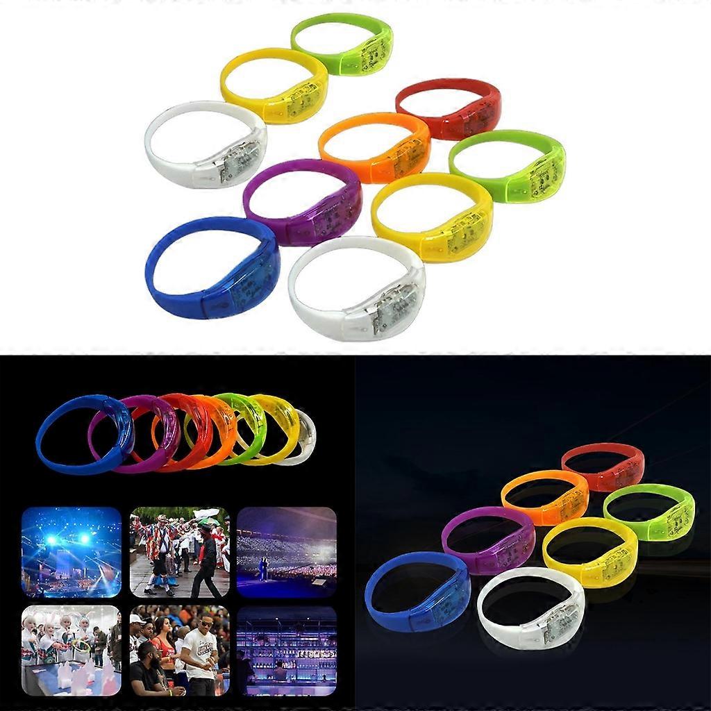 10pcs Voice Controlled LED Luminous Bracelets Flashing Silicone Bangle Light Up | Fruugo UK