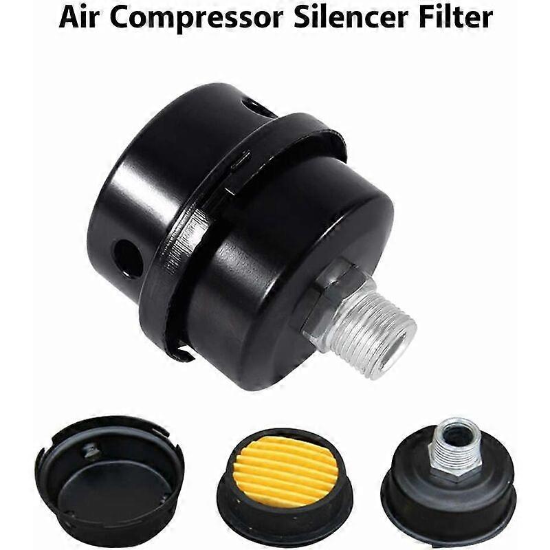 Air Compressor Silencer Filter, 3/8" 16mm Male Thread Metal Shell Air ...