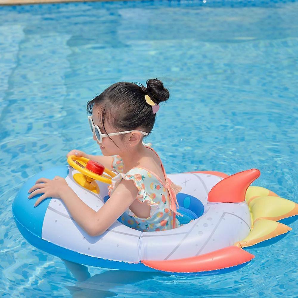Rocket Shape Pool Float Inflatable Swimming Ring with Steering Wheel ...