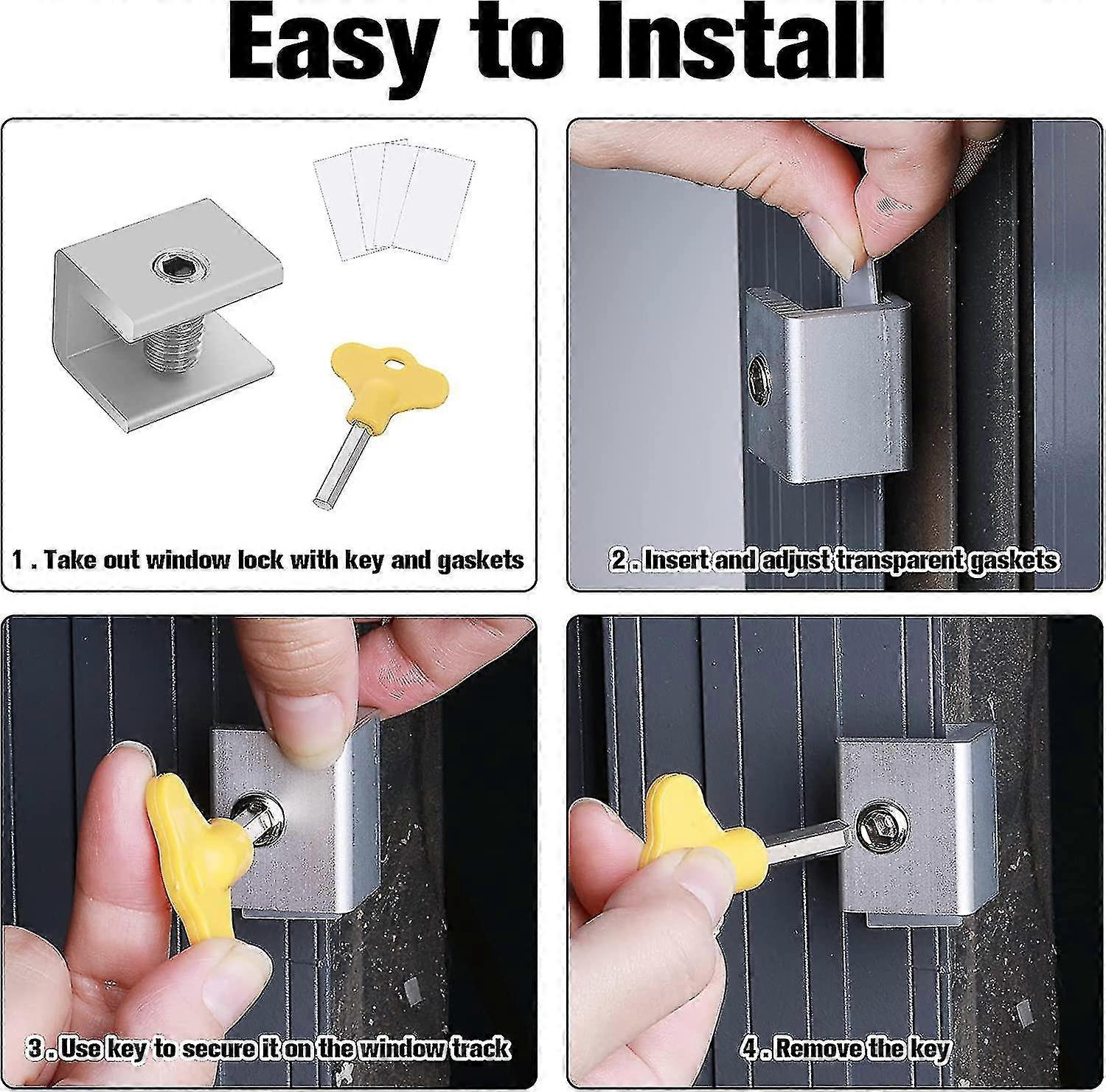 4 Sets Sliding Window Locks, Adjustable Window Locks With Key Window ...