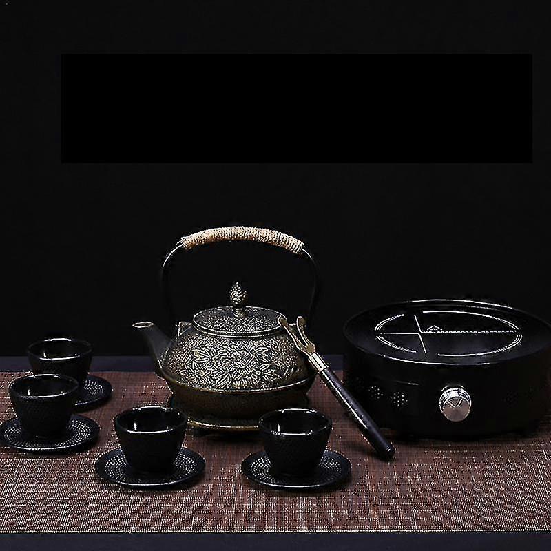 Vintage Cast Iron Kettle Teapot Steeping Filter Tea Set Peony Teapot ...