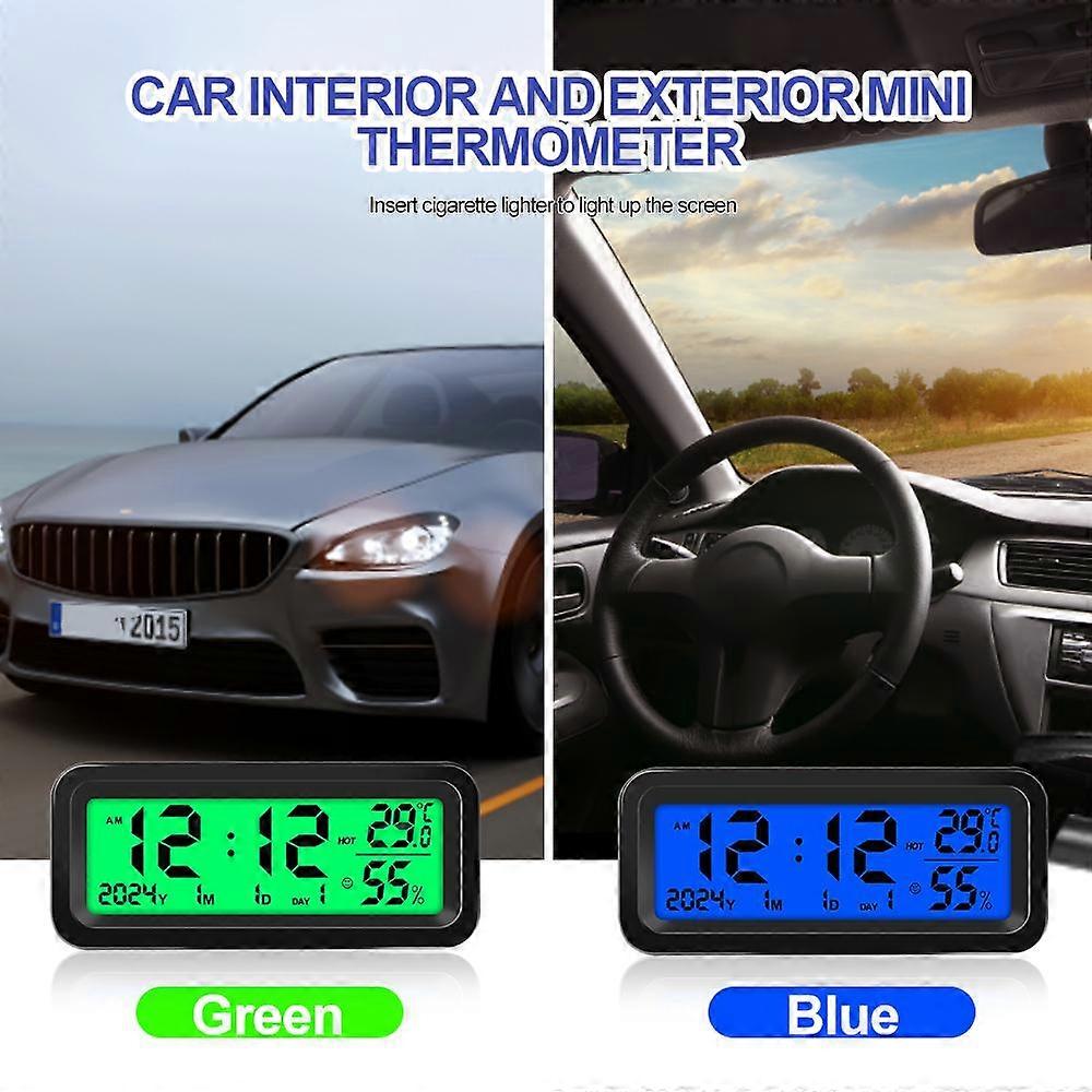 Solar Car Digital Clock Date Week Temperature Humidity LCD Display for ...