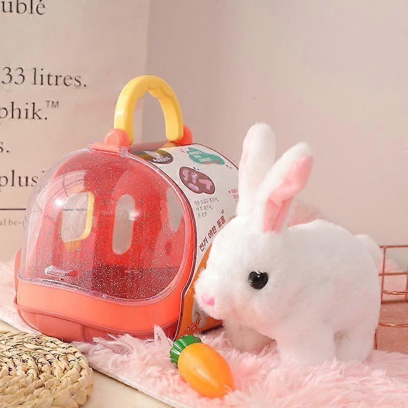 Electric Cute Walking Talking Rabbit Puppy Plush Toy Pet Cage Toy Set ...