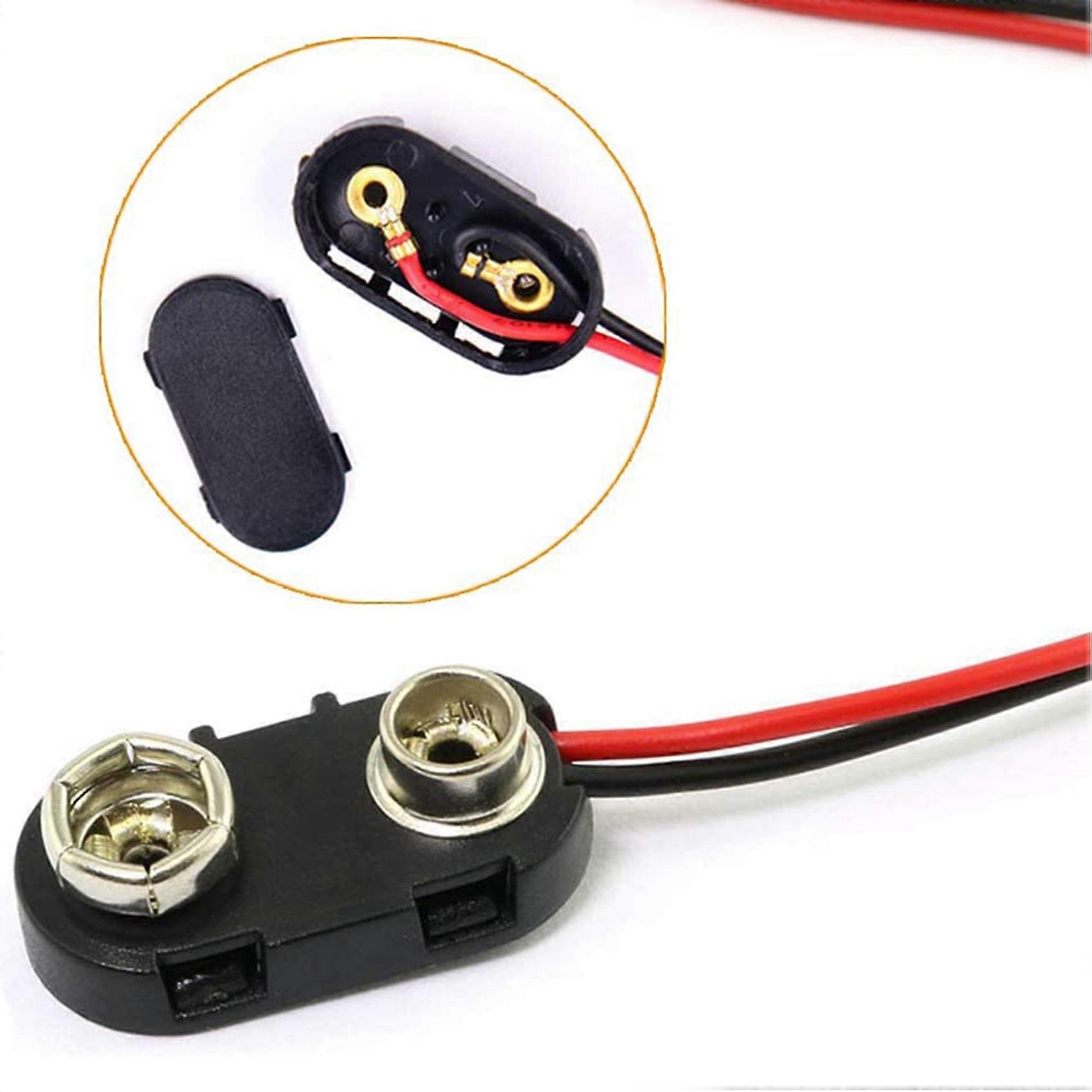100 Pieces of 9V Battery Connector Button DC Clamp Male Wire Battery ...