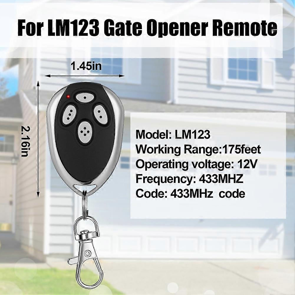4 Pcs 4 Channels Gate Opener Remote Compatible for Aleko LM123 433 ...