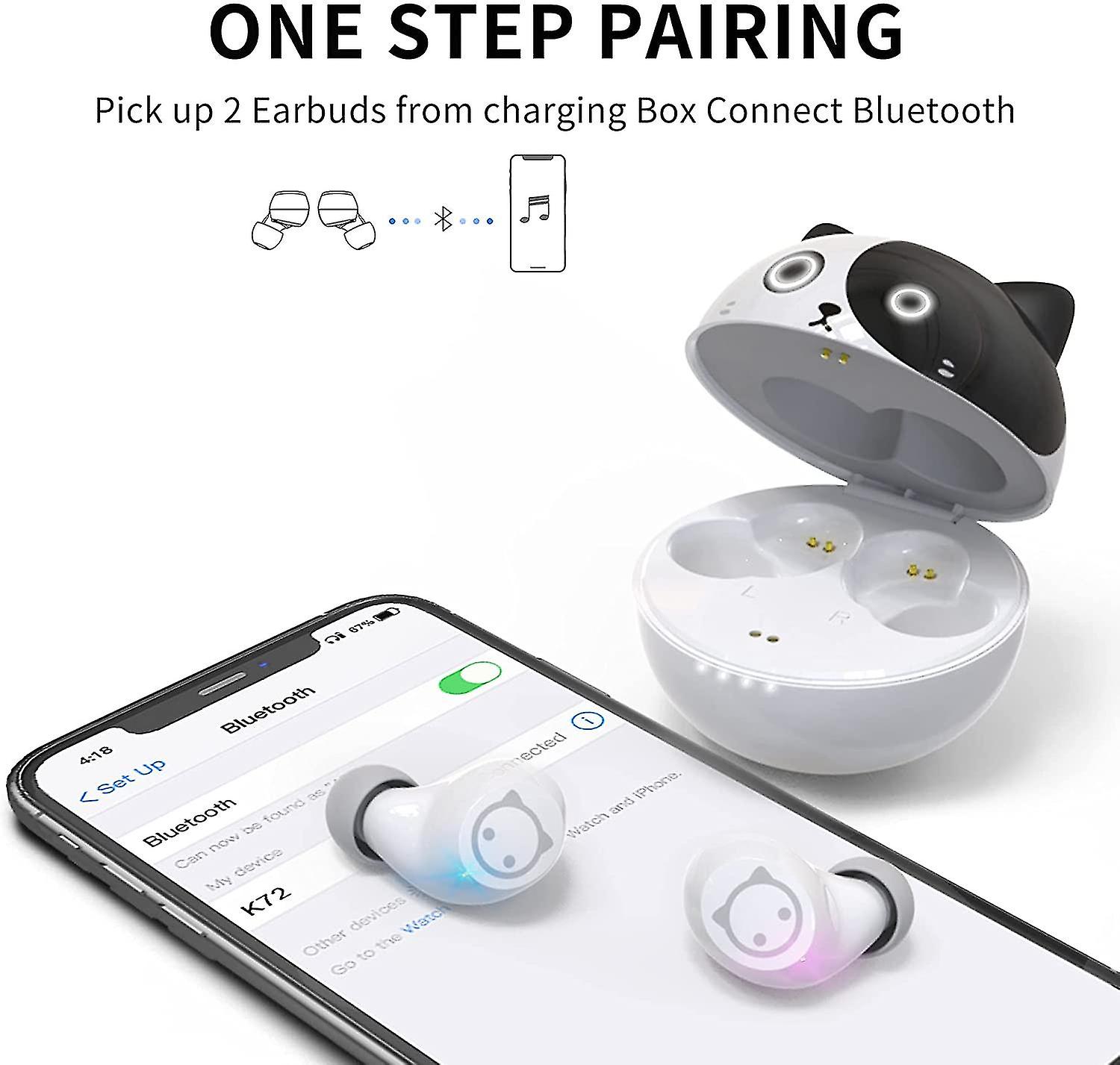 Children's Wireless Earbuds, Bluetooth Headset With Cute Panda Charging ...