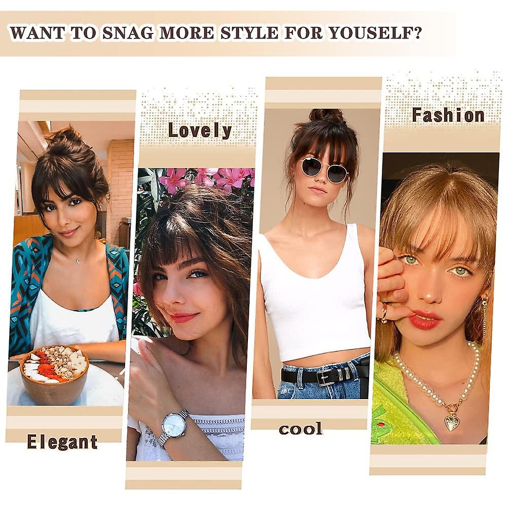 Clip in Bangs for Women 100% Human Hair Extensions Wispy Bangs Fringe ...