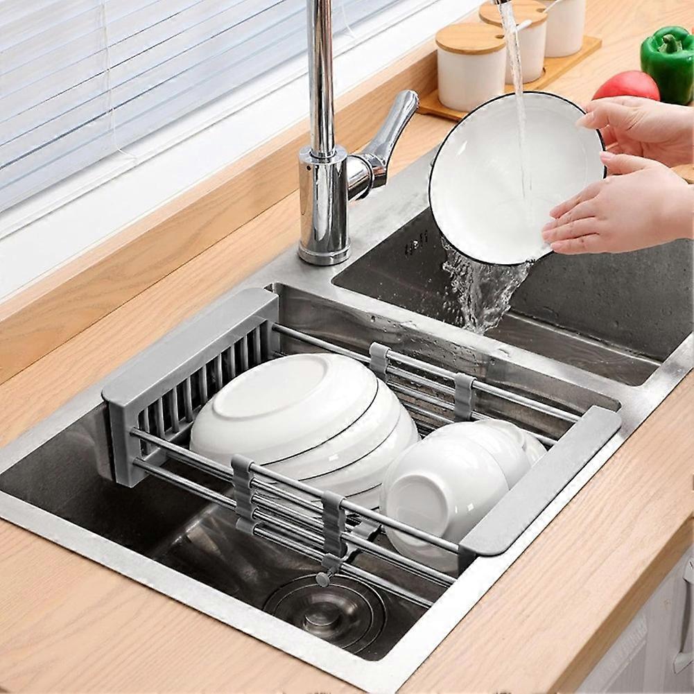 Extend Kitchen Sink Drain Basket, Stainless Steel Retractable Sink Rack ...