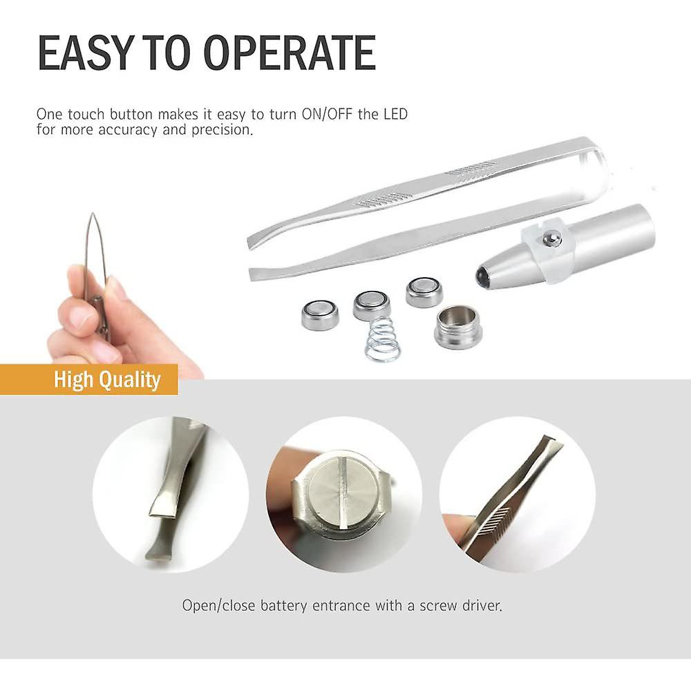 Tweezer With Led Light. Hair Removal Tool For Eyebrows And Eyelashes ...
