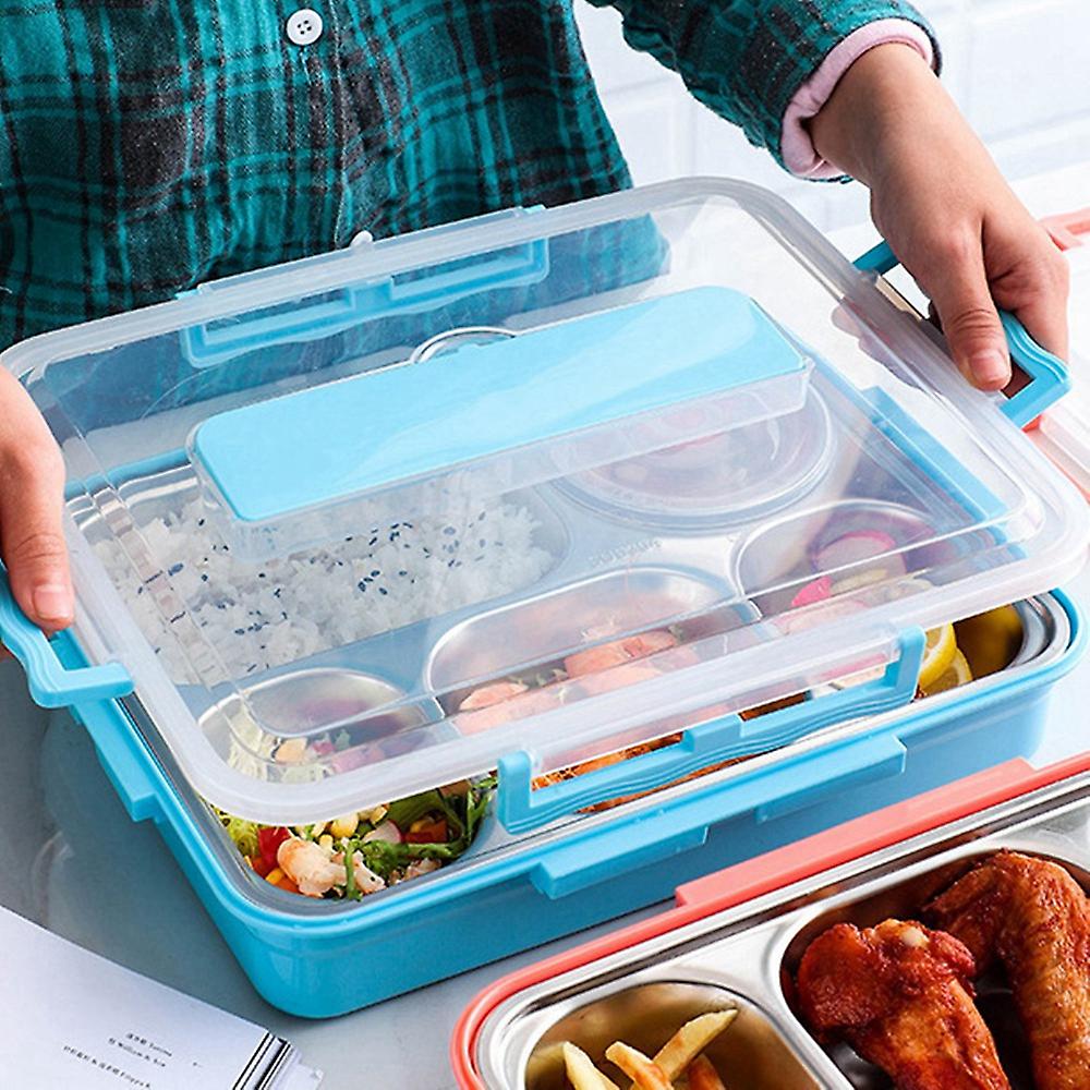 5 Compartments Lunch Box Stainless Steel Leak-Proof Bento Boxes Soup ...