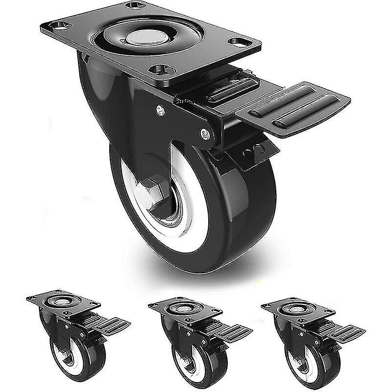 Set Of 4 50mm Castors With Brake, 4 Pcs Swivel Castors For Furniture ...
