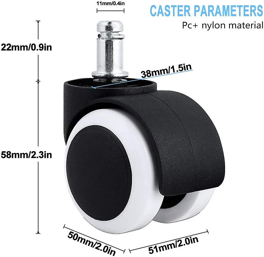 Office Chair Castors (5 Pieces), Quiet Hard Floor Castors Swivel Chair ...