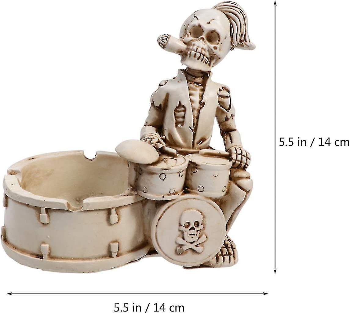 Cigarette Ashtray Resin Skeleton Skull Drummer Spooky Ashtray ...