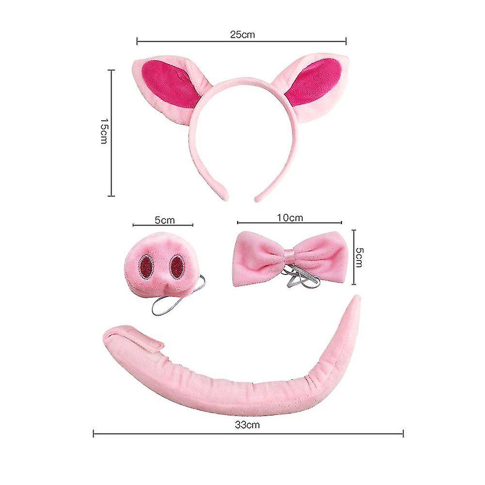 Pig Costume Set Pig Ears Nose Tail And Bow Tie Pink Pig Costume Set ...