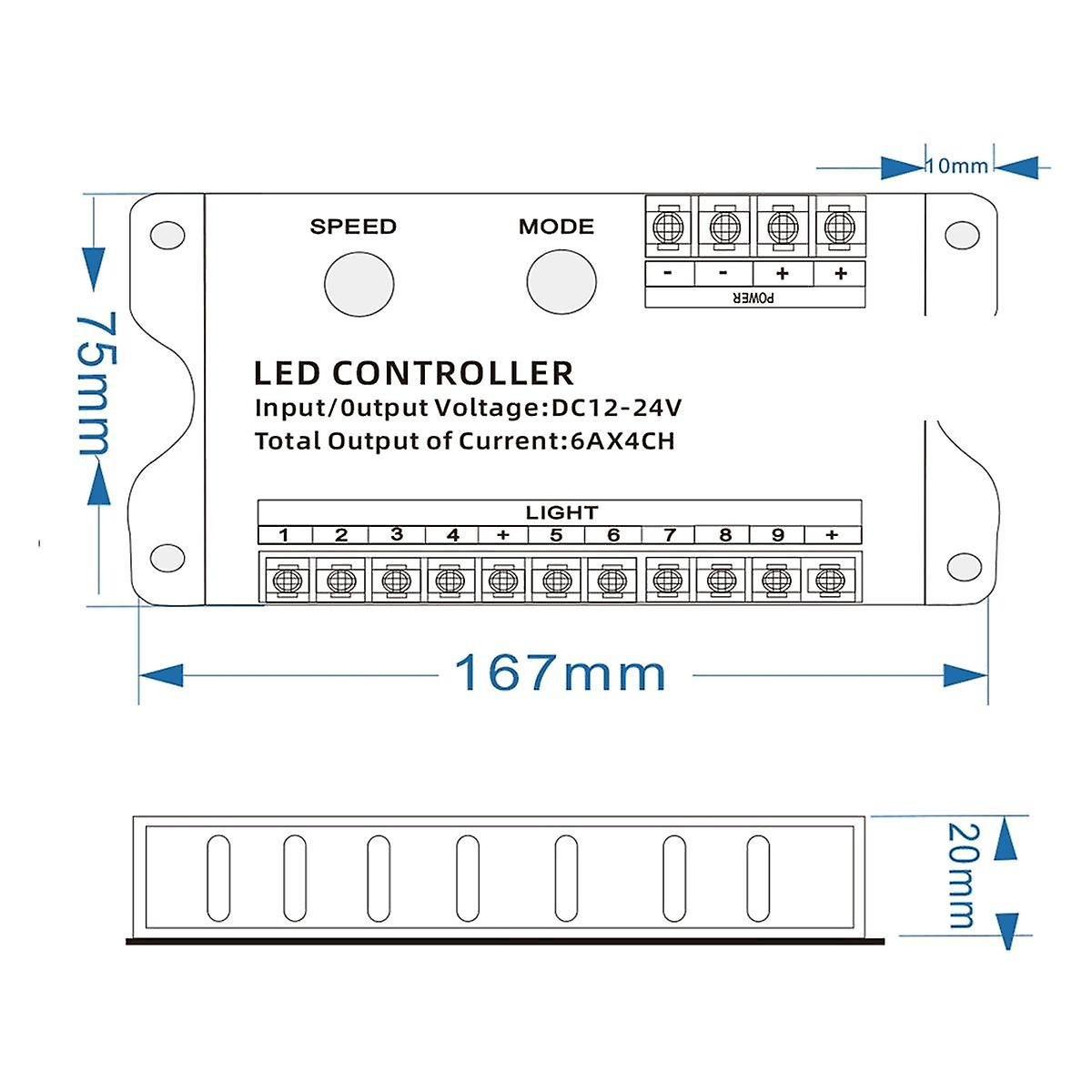 12V 24V DC 4CH 9 Channels Separate Led Strip Tape Controller Jump Water ...