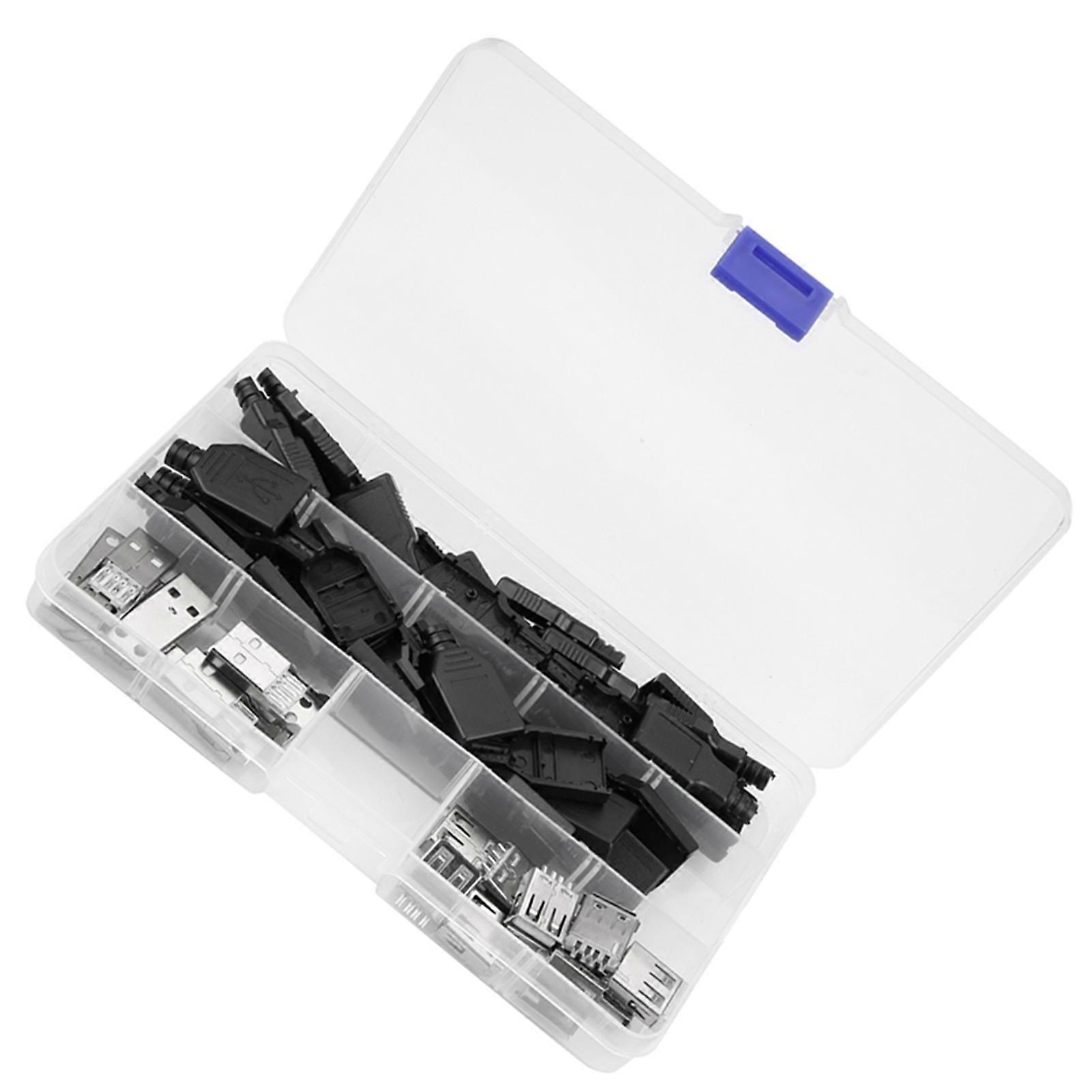 20pcs/set Type A 2.0USB Connector 4 Pin Plug Socket Adapter With Black ...