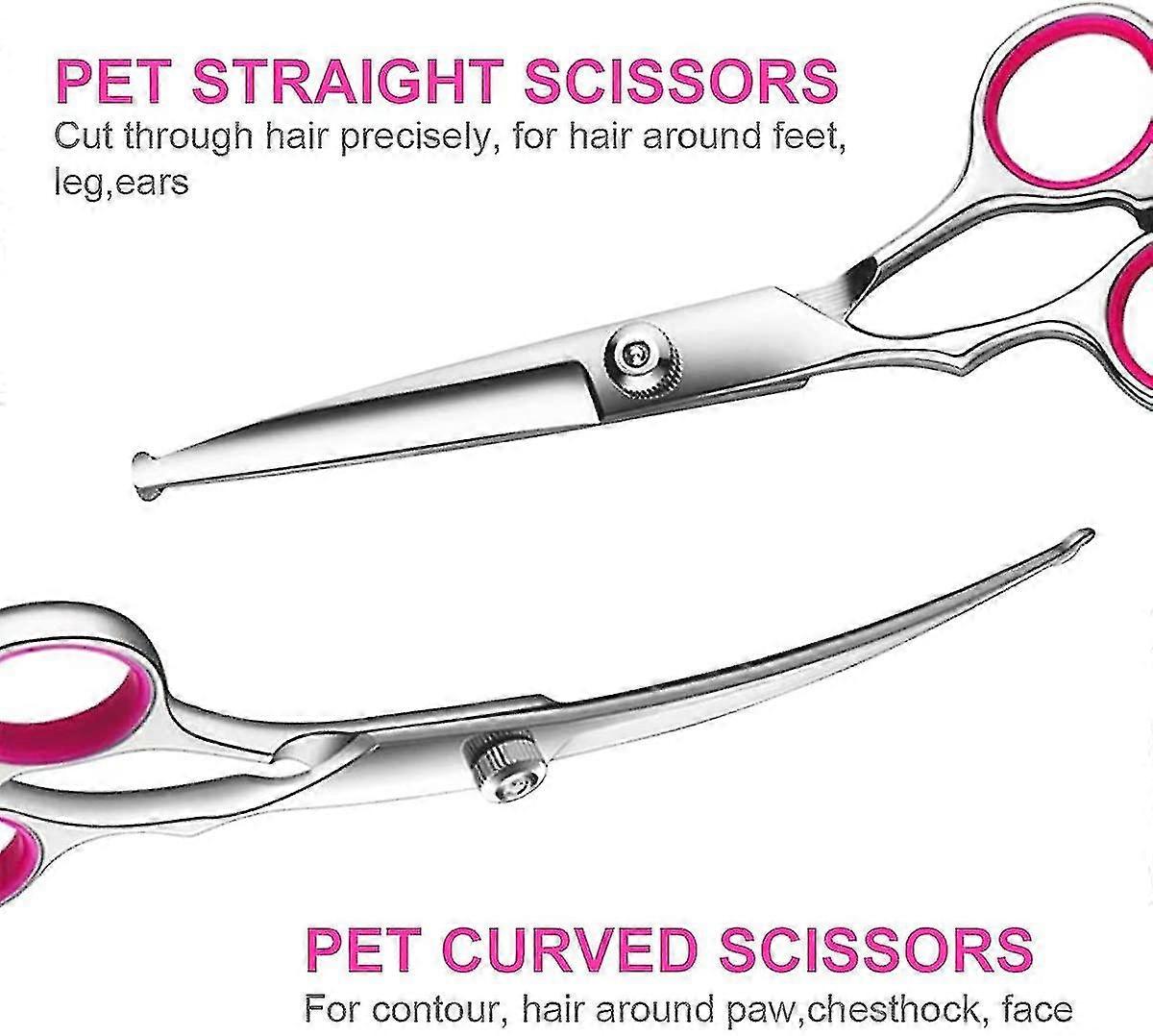 Dog Grooming Scissors Kit With Safety Round Tip, Stainless Steel ...