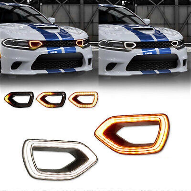 2Pcs For - Dodge Charger SRT Scat Pack Smoke Switchback LED DRL Grille ...