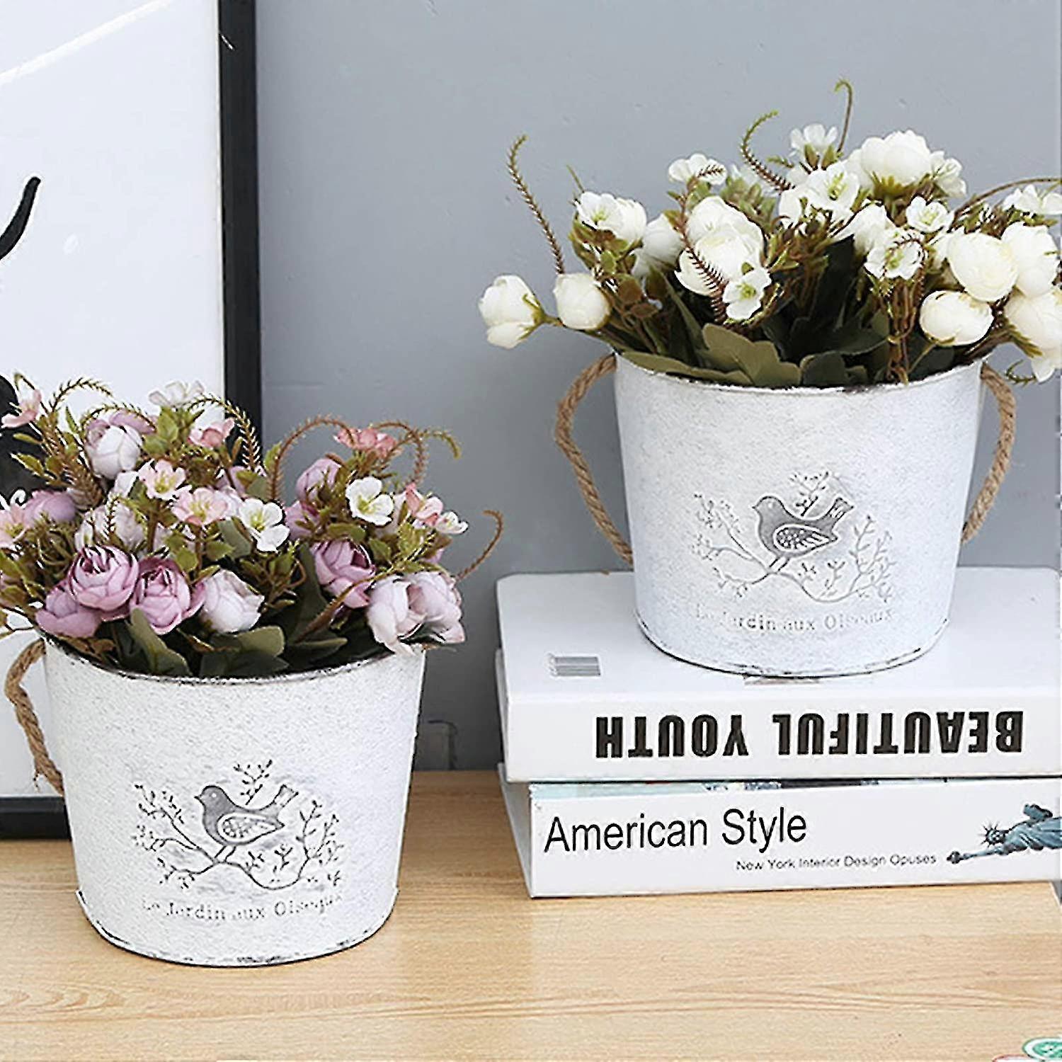 3 Pack Hanging Planter Pots Galvanized Wall Decor Vase Farmhouse Decor ...