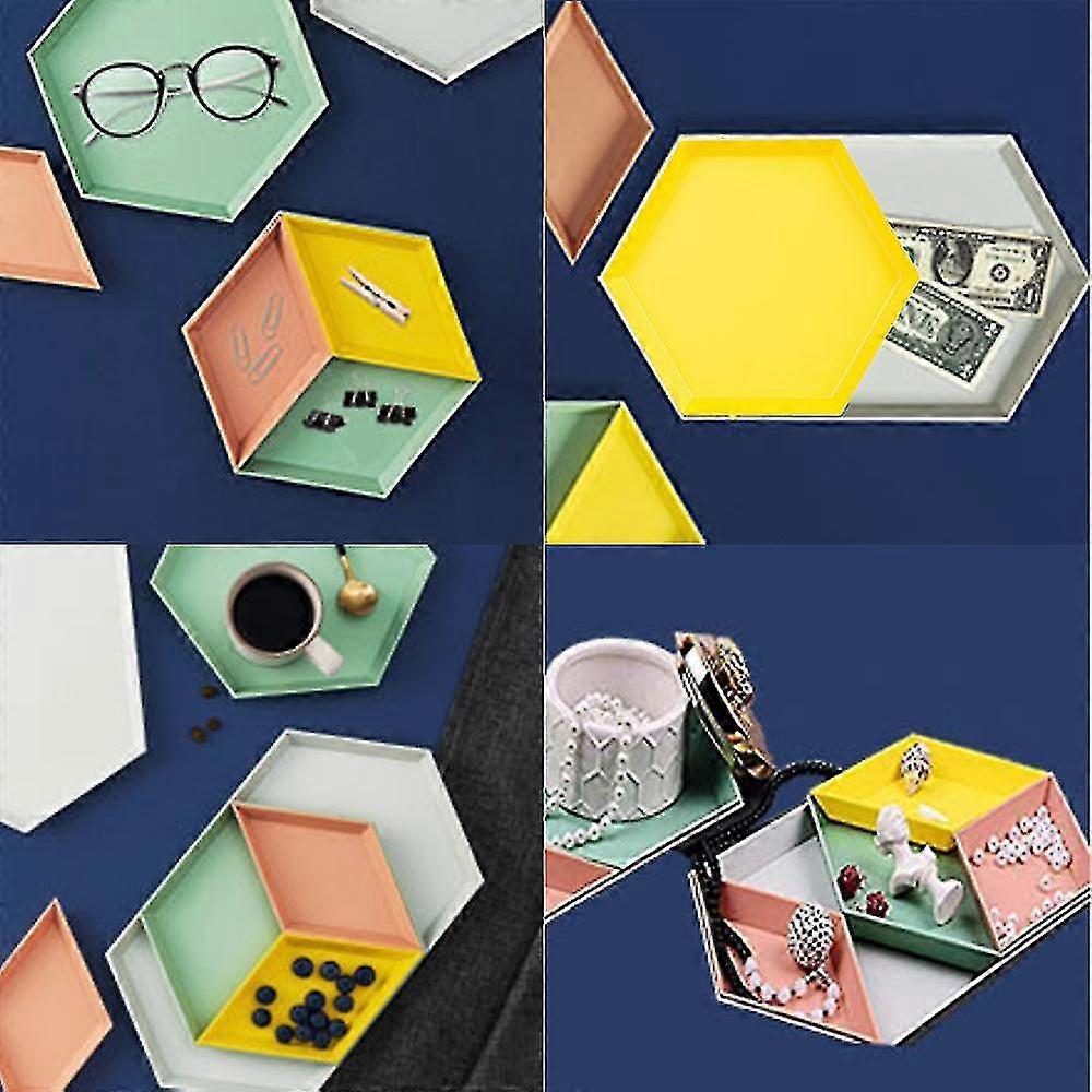 Polygonal Desktop Storage Tray Geometric Rhombus Metal Hexagonal ...