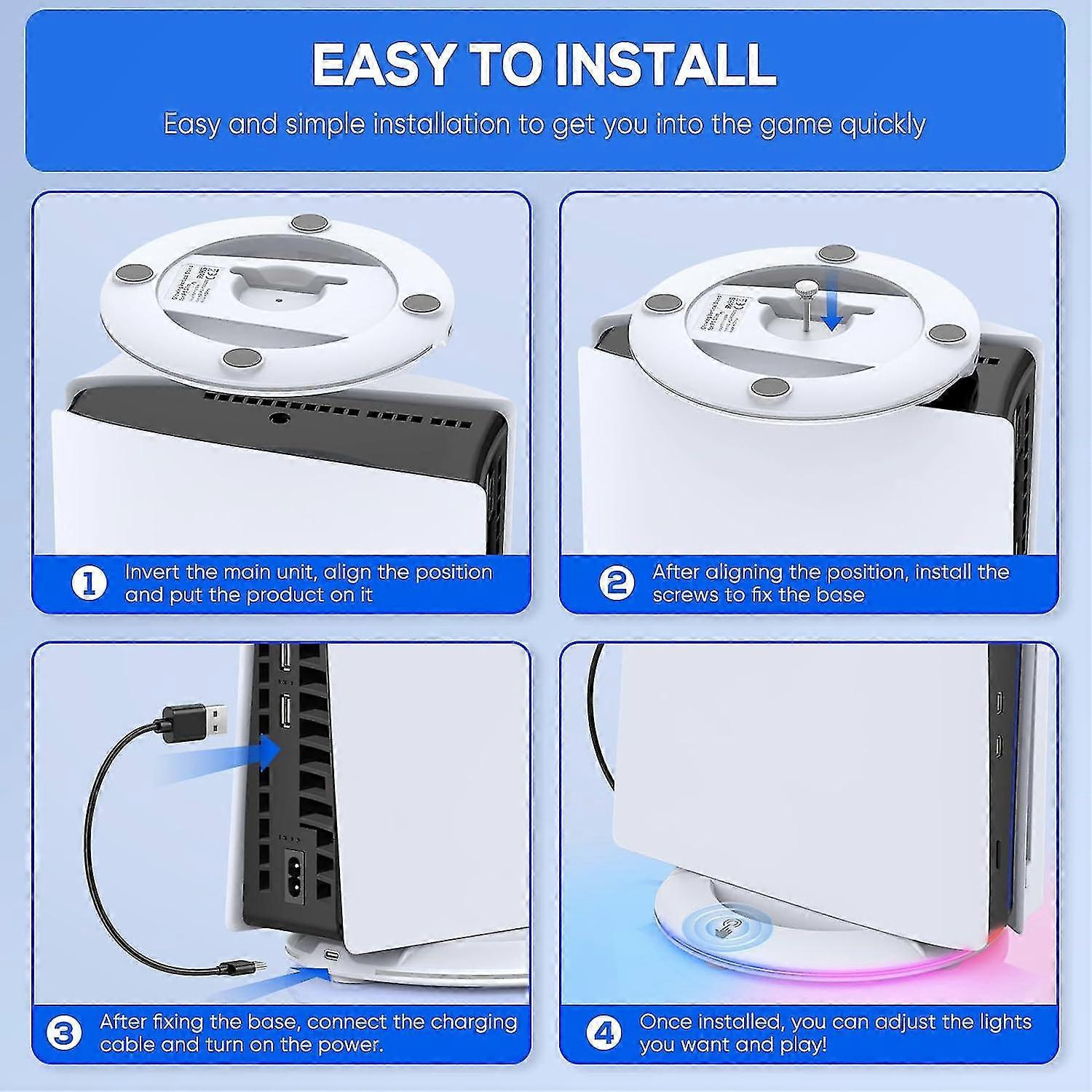 Ps5 Slim Vertical Stand With Rgb Light, Ps5 Slim Base Stand Compatible ...