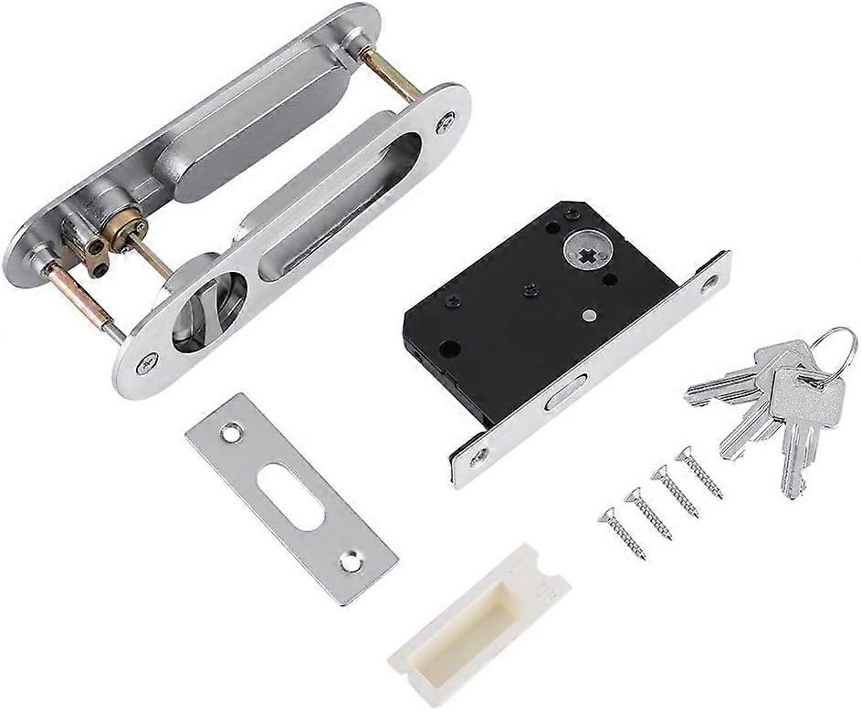 Sliding Door Lock, Oval Single Hook Lock with Keys Aluminum Alloy Door ...