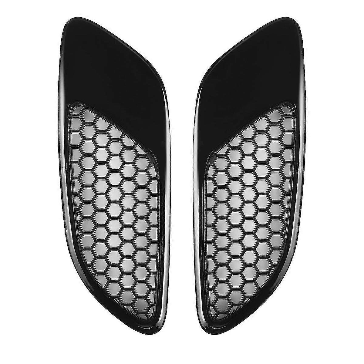 NewwayGlossy Black/carbon Fiber Engine Hood Vent Louvers Air Scoop ...