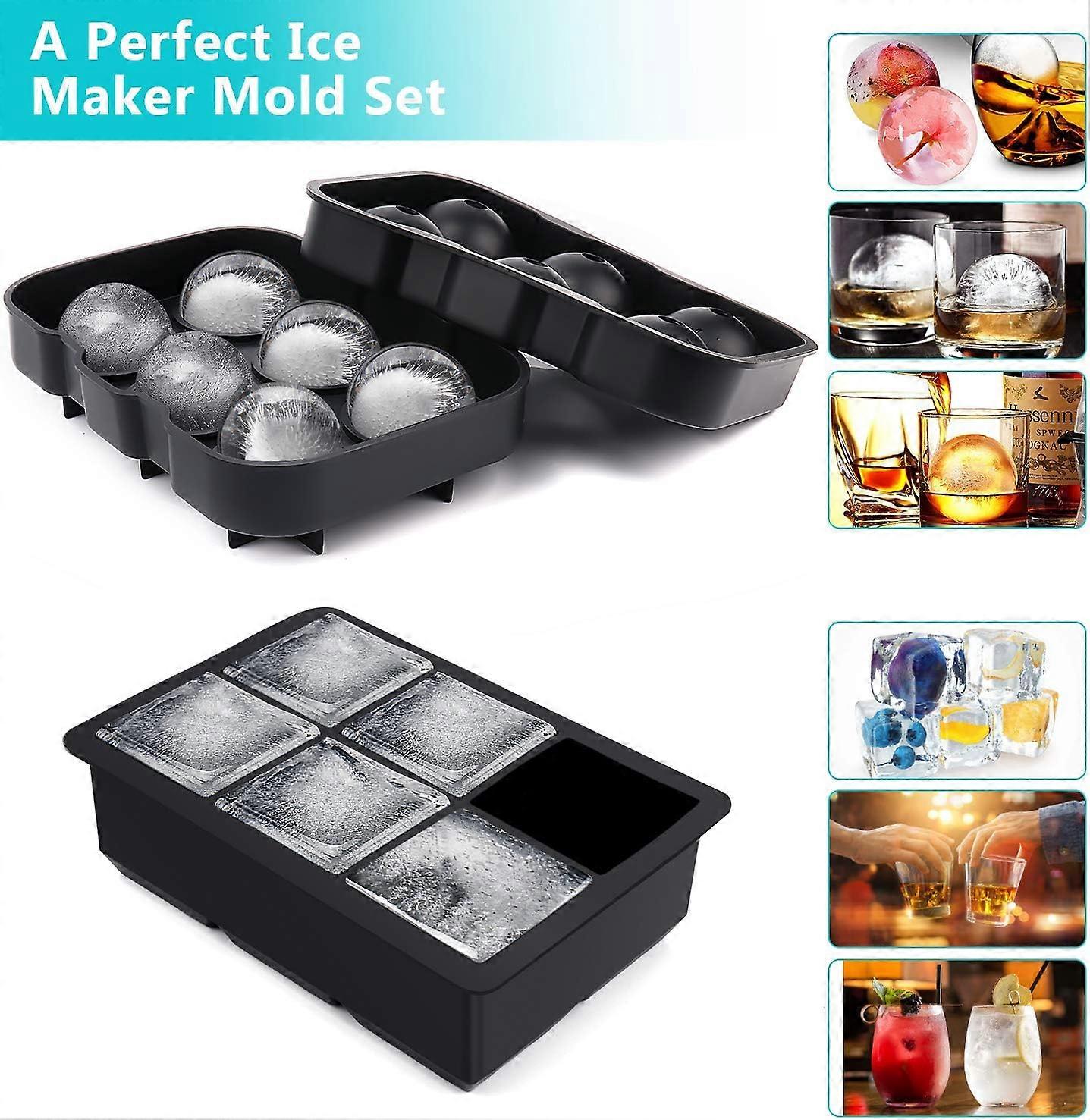 (Set of 2) Ice cube tray ice ball machine with lid set for making ...