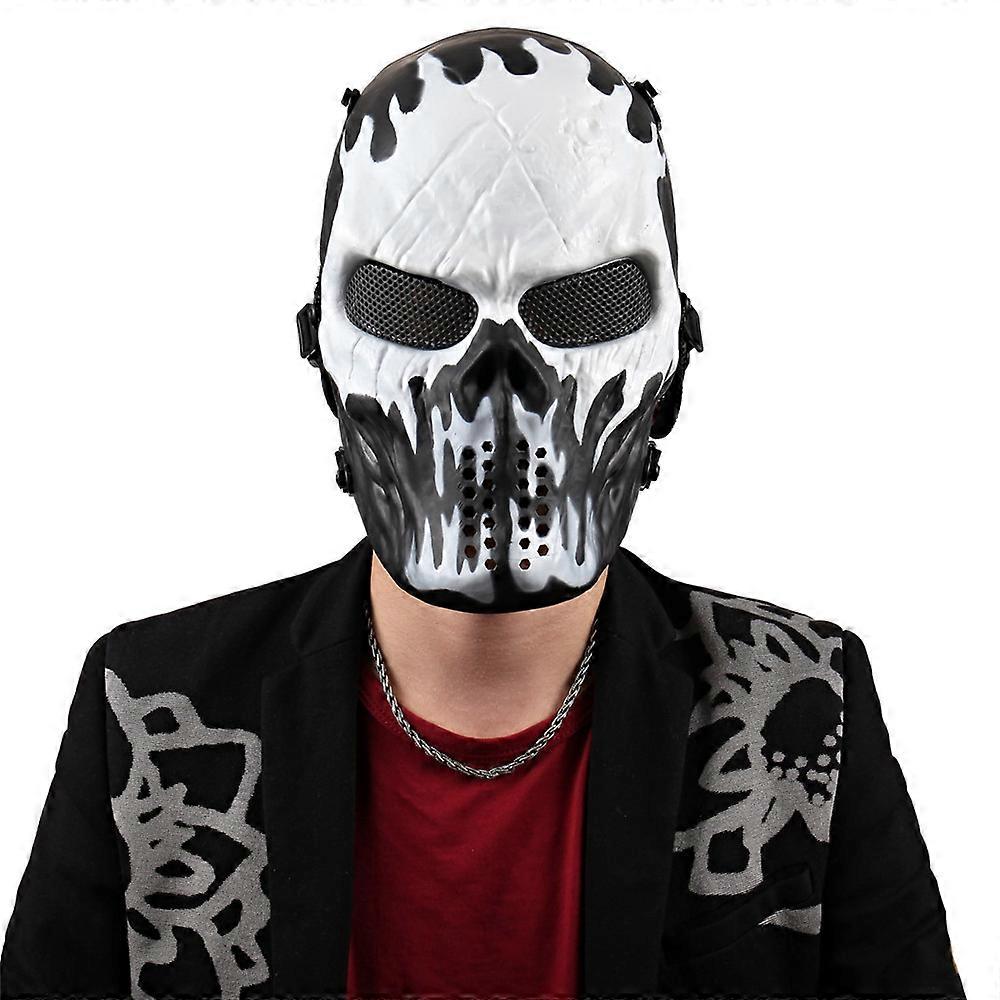 REikirc Full Face Airsoft Tactical Skull Mask with Ear Protection CS ...