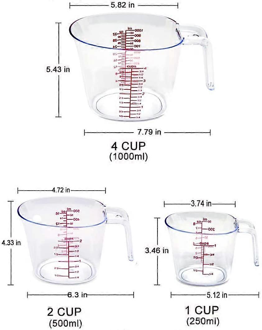 3-Piece Measuring Cups Set, Plastic Measuring Cup Plug-in Nesting ...