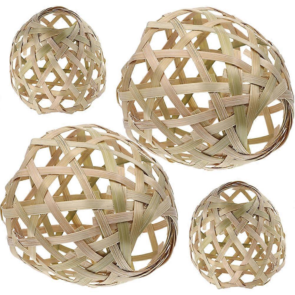 4pcs Woven Bamboo Lamp Shade Lamp Cover Rustic Style Woven Lamp Cover ...