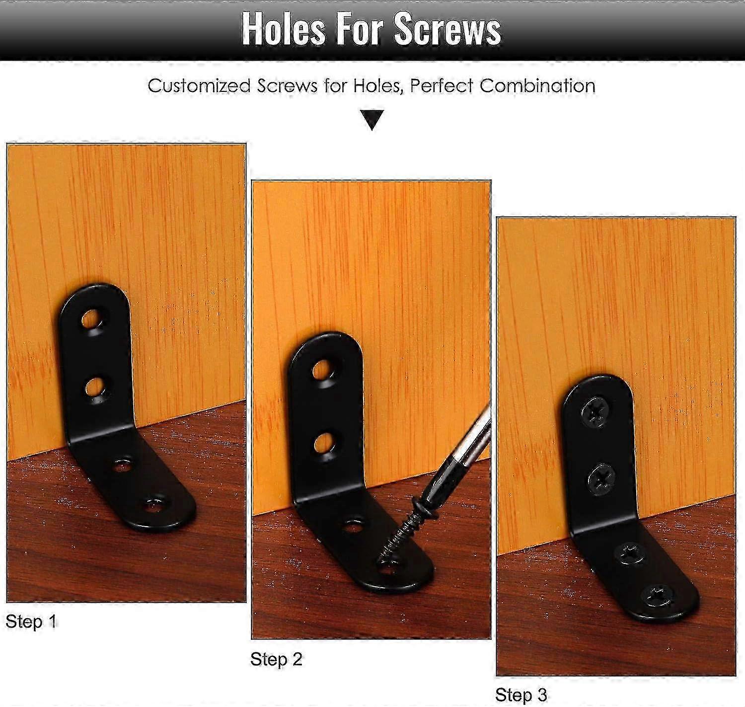 Fixing Bracket Black Right Angle Metal L-shape Bracket Brackets With ...