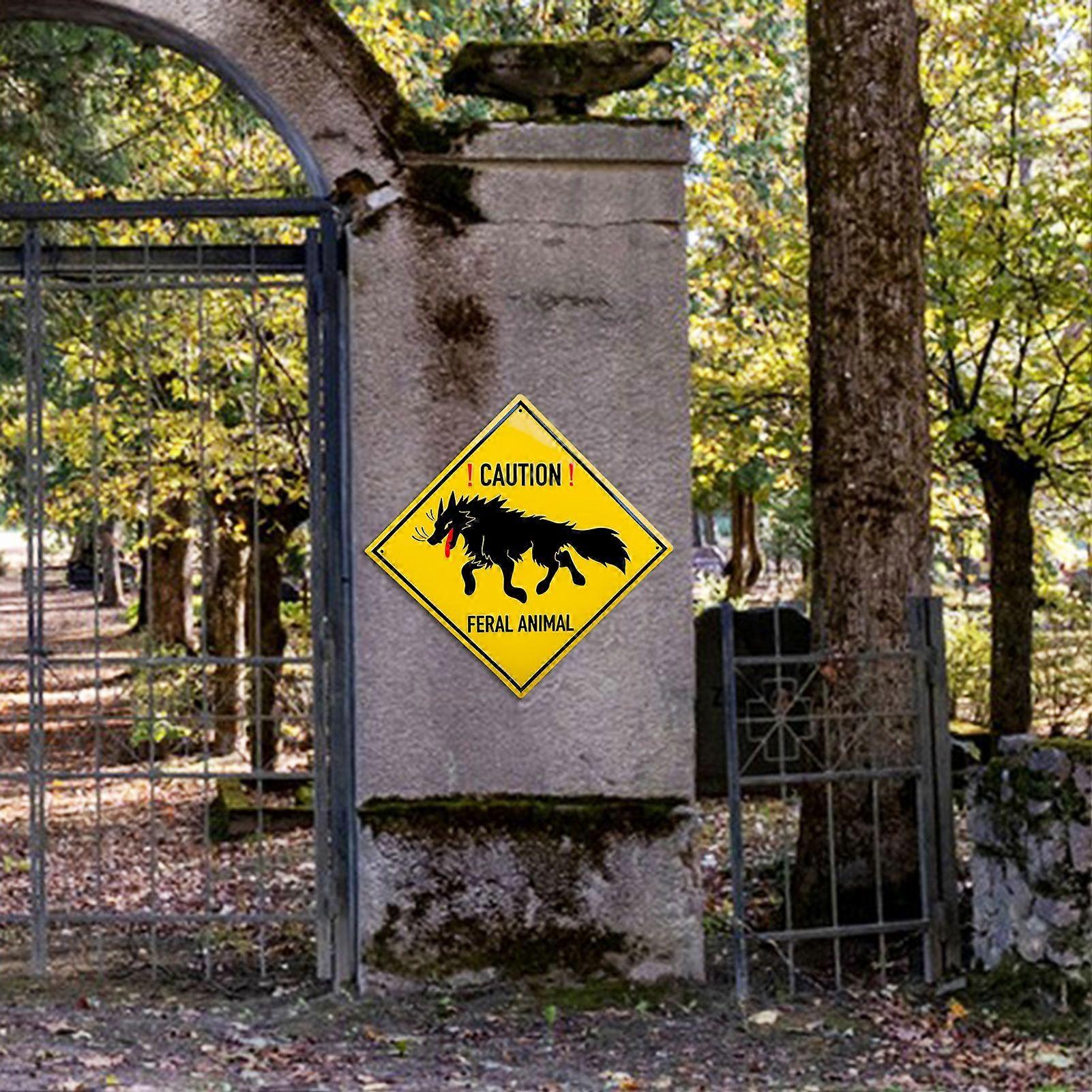 Feral Animal Warning Sign Metal Outdoor Caution Sign Wall Mount Feral ...