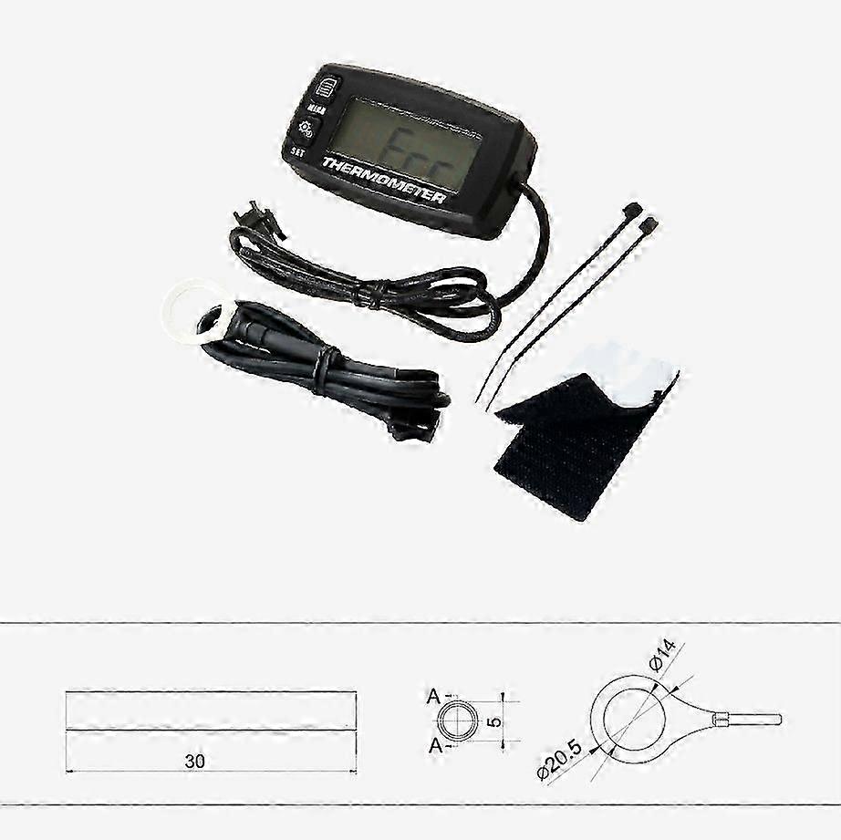 Digital LCD Engine Temperature Gauge Over-Temperature Alert with Sensor ...