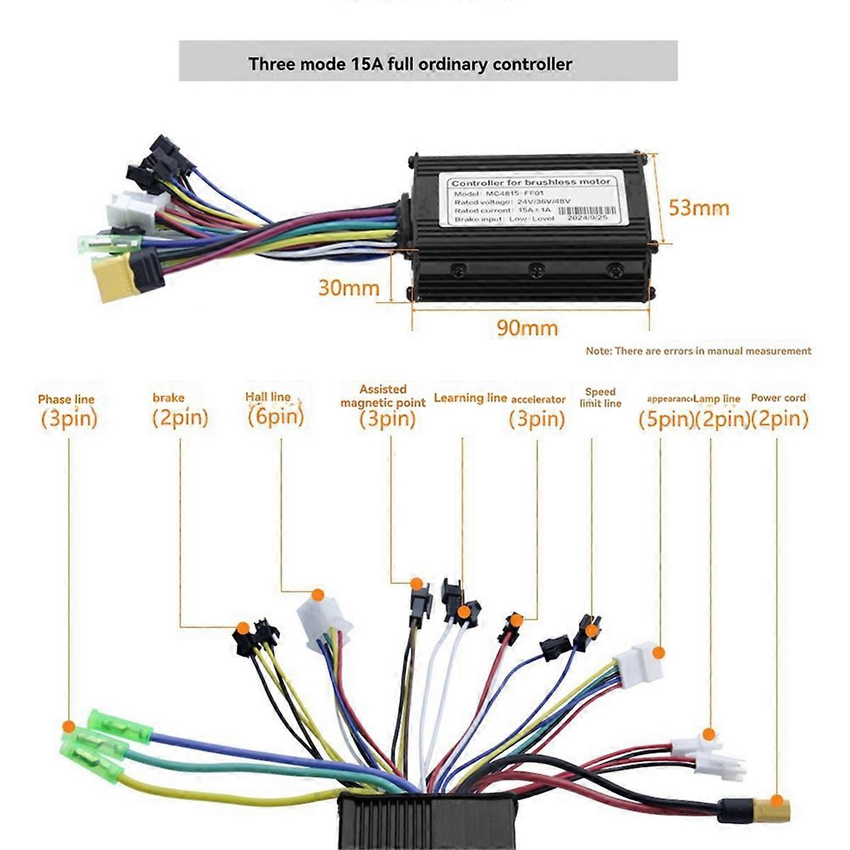 36V 48V 15A Brushless Controller G20 Meter LED Display+130X Throttle ...