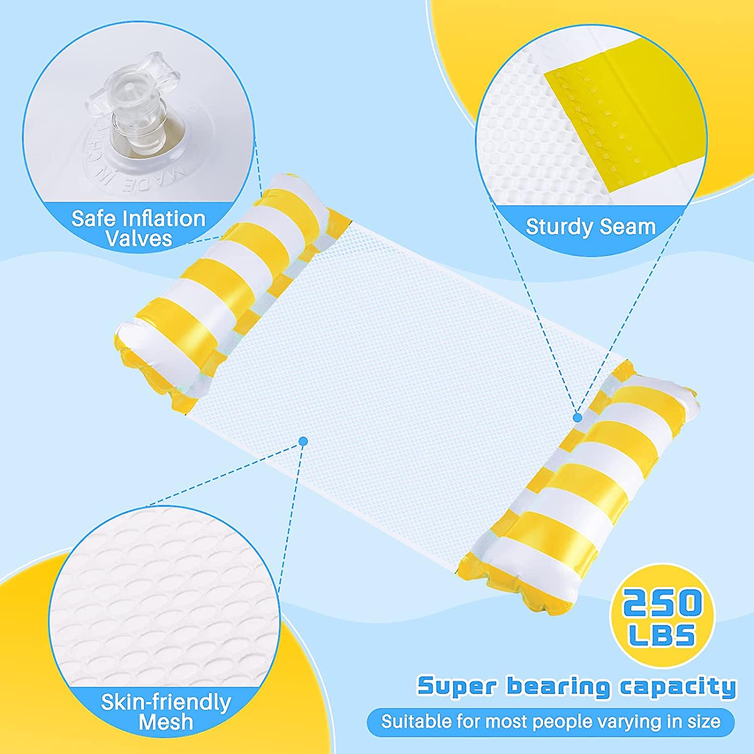 2 Pack Water Hammock 4-in-1 Multi-purpose Inflatable Pool Lounger Float ...