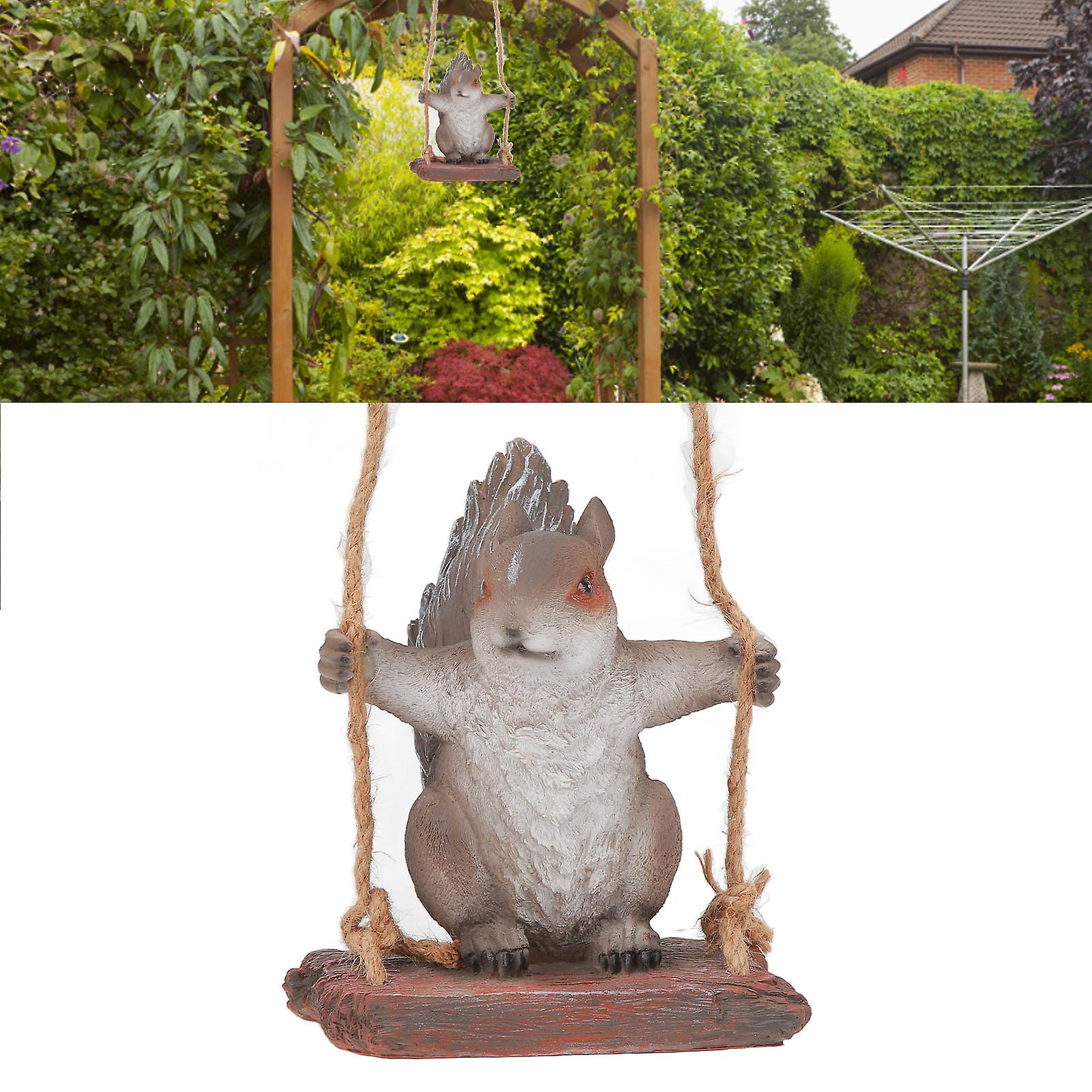 Hanging Squirrel Statues Garden Decor Cute Swing Squirrel Sculpture ...